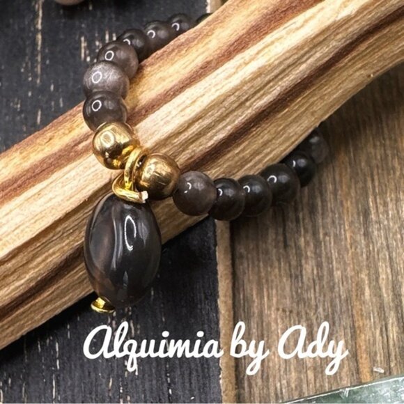 Alquimia | Jewelry | Handmade Beaded Obsidian Charm Dainty Ring | Poshmark